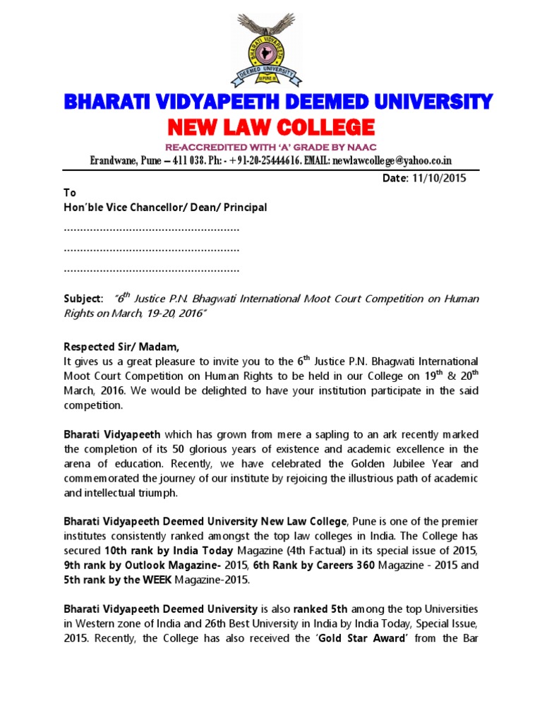 Invitation to Judge Moot Court Competition | PDF | Supreme Court Of ...