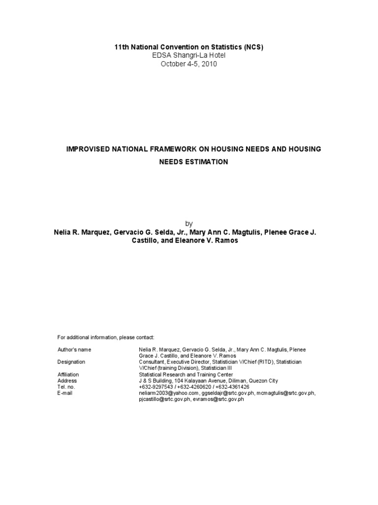 Improved Housing Needs Framework | PDF | Census | Population
