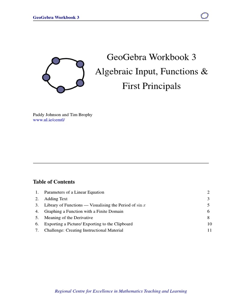 GeoGebra Algebra Guide | PDF | Tangent | Slope