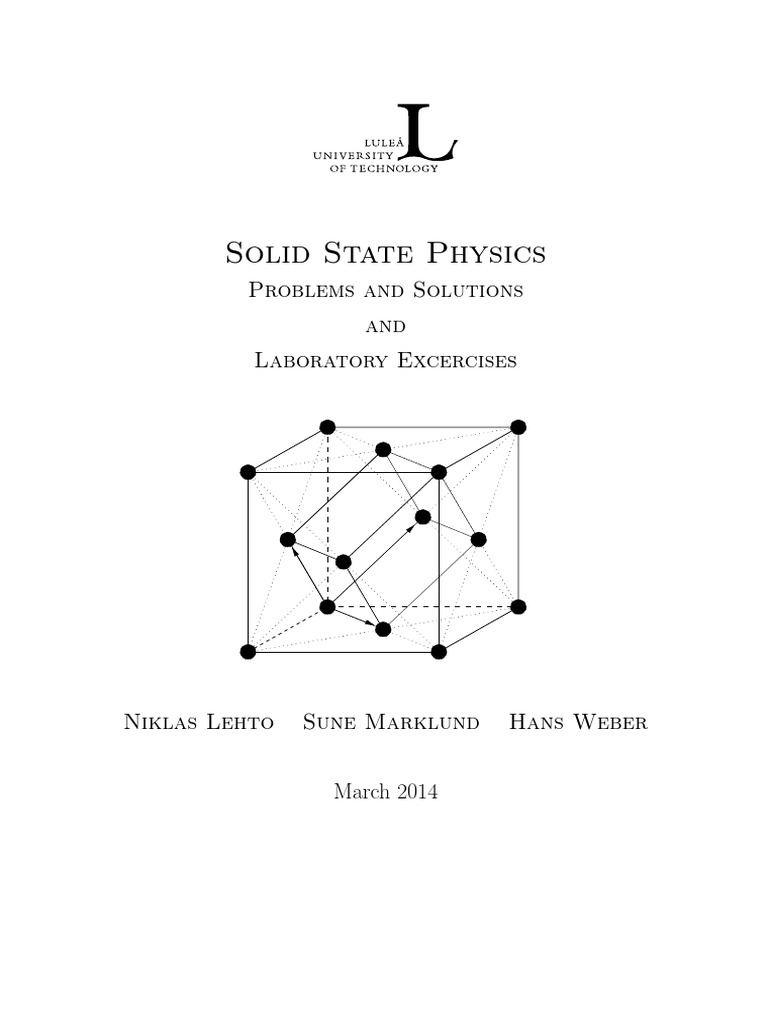 Solid State Physics: Problems & Labs | PDF | Crystal Structure | X Ray ...