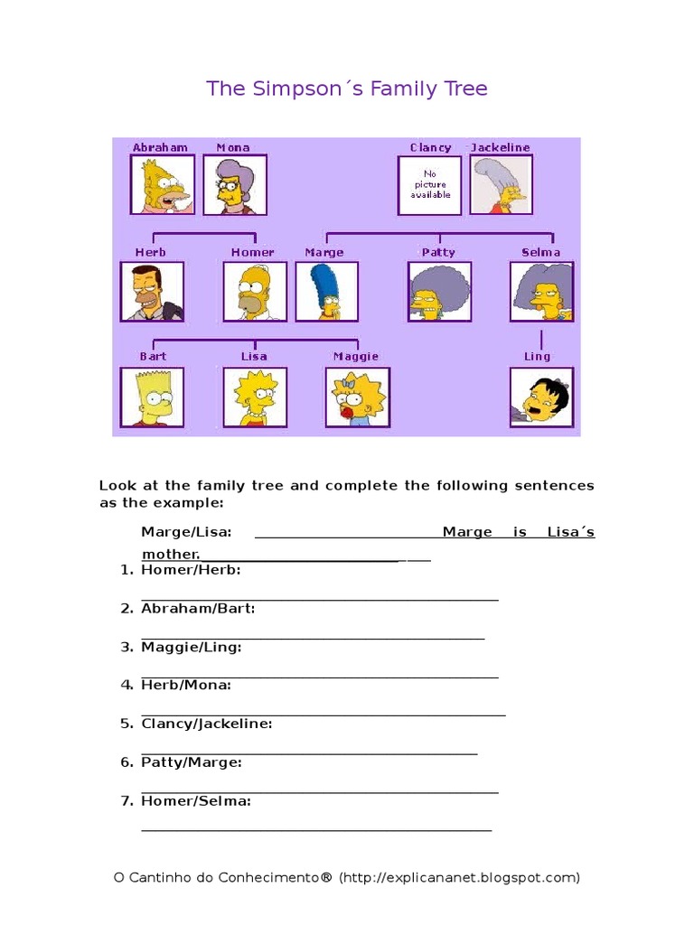 Simpsons Family Tree Worksheet