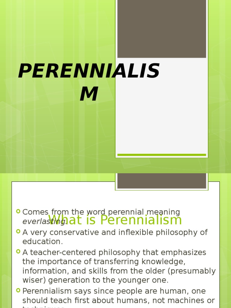 Perennialism KLB | PDF | Curriculum | Cognitive Science