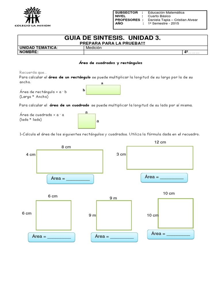 Guía de Repaso. Cuarto. Medicion. | PDF | Reloj | Unidades de medida