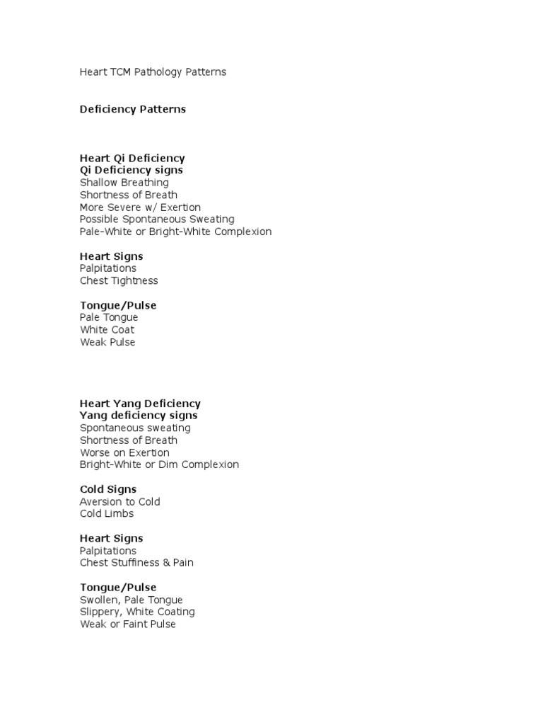 Heart TCM Pathology Patterns | PDF | Traditional Chinese Medicine ...