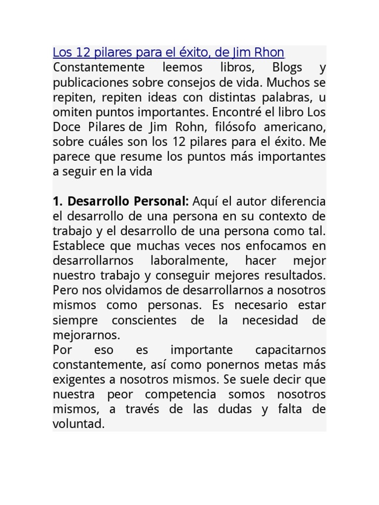 Los 12 Pilares para El Éxito | PDF | Alma | Liderazgo