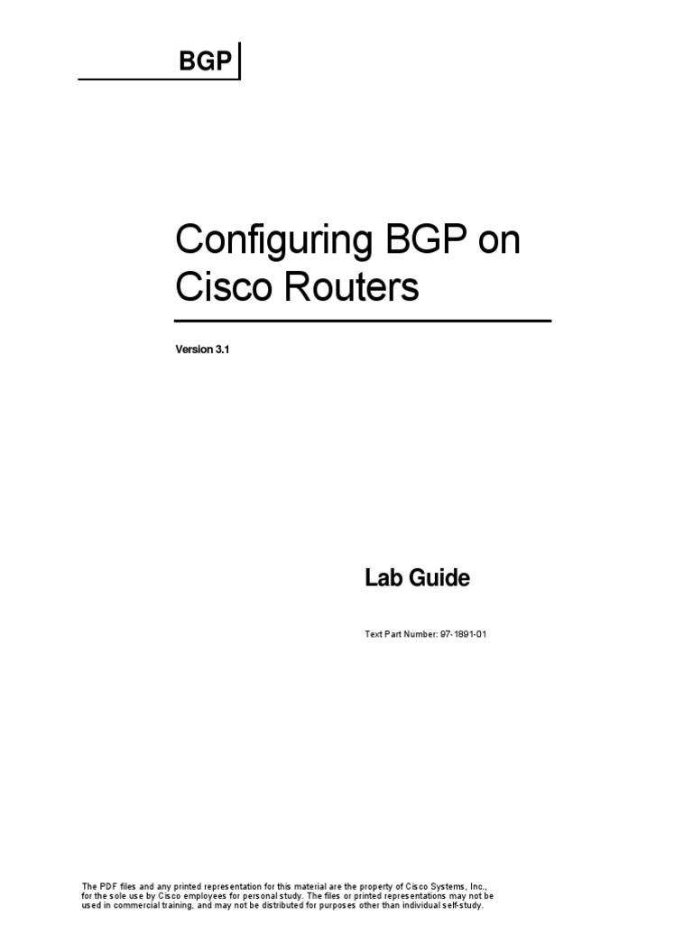 Configuring BGP On Cisco Routers Lab Guide PDF | Download Free PDF | Router (Computing) | Ip Address