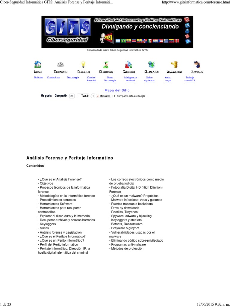 Análisis Forense y Peritaje Informático, Privacidad y Delitos ...