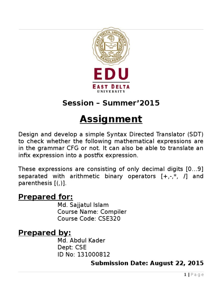 Assignment | Download Free PDF | Parsing | Compiler