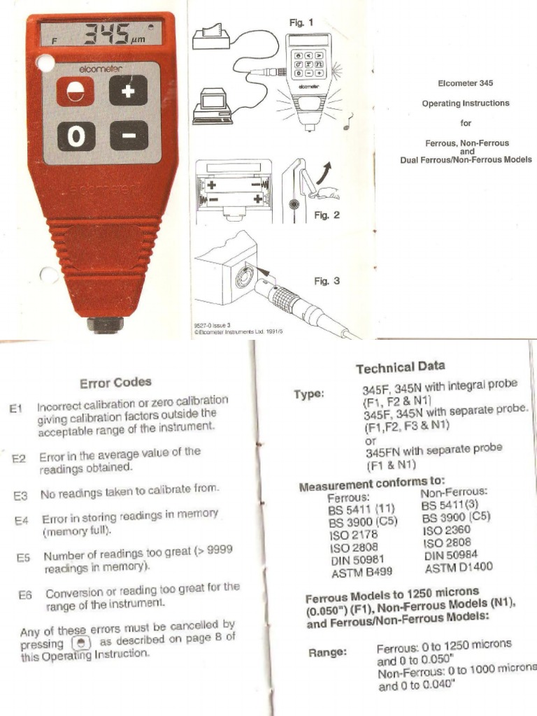 Instrucciones de Operación Elcometer 345 | PDF