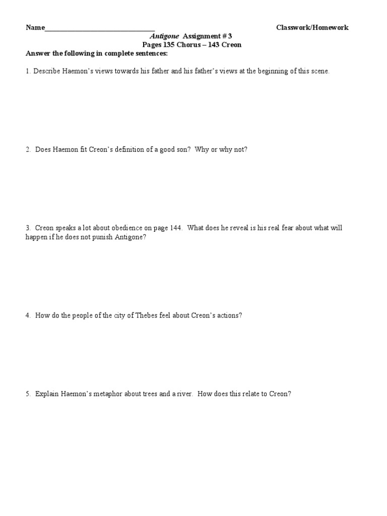 Antigone Assignment: Haemon and Creon Analysis | PDF