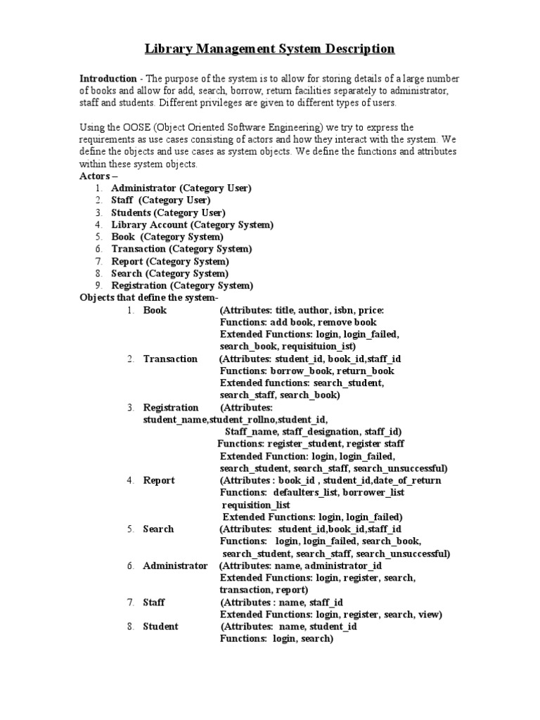 Library Management System Use Cases | PDF | Use Case | User (Computing)