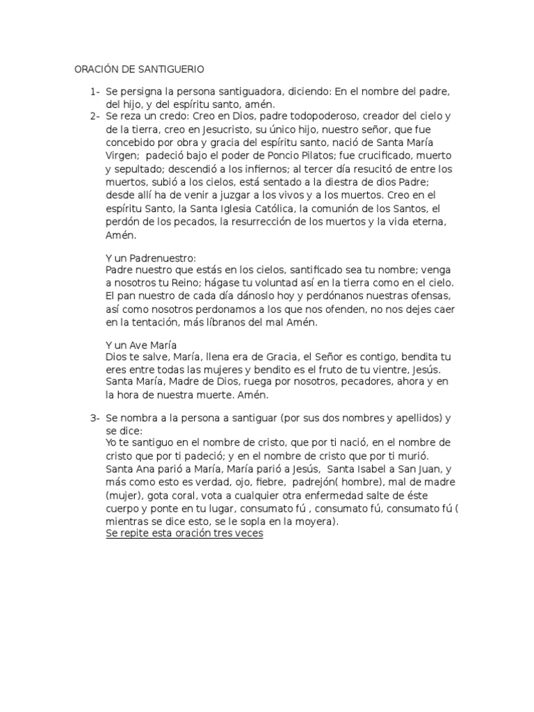 Oración de Santiguerio | PDF