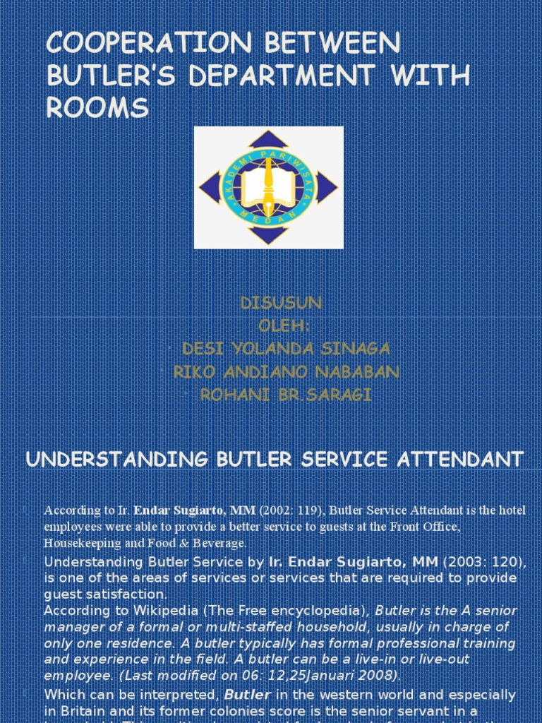 Duties and Responsibilities Butler Service in Housekeeping [Autosaved ...