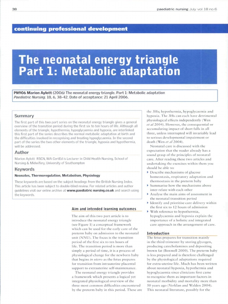 Neonatal Energy Triangle Part 1 | Hypoglycemia | Health Sciences
