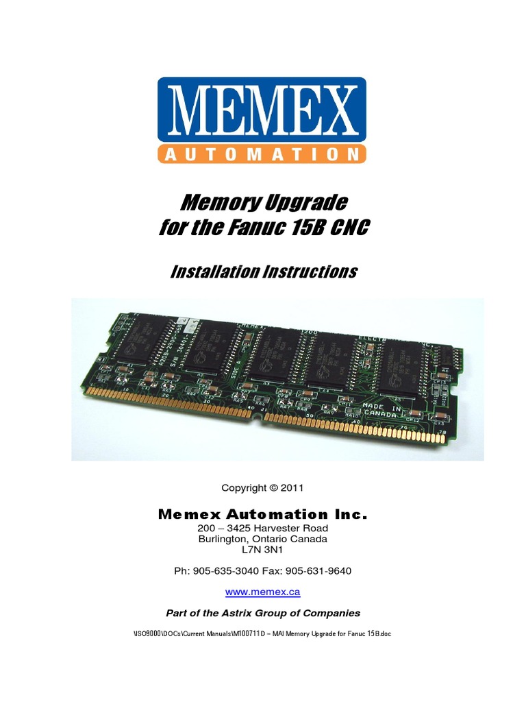 M100711D MAI Memory Upgrade For Fanuc 15B2 | PDF | Booting | Random Access Memory