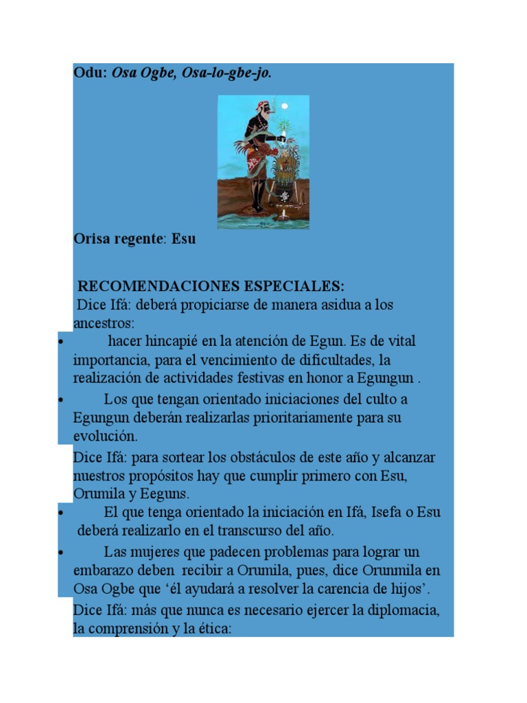 Odu Osa Ogbe | PDF | Espiritualidad | Creencia religiosa y doctrina