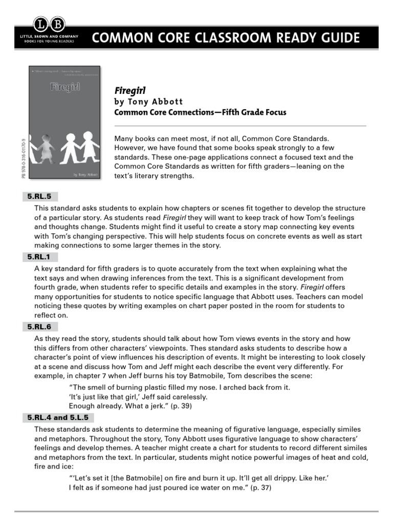 Firegirl: Common Core Guide for 5th Grade | PDF | Common Core State ...