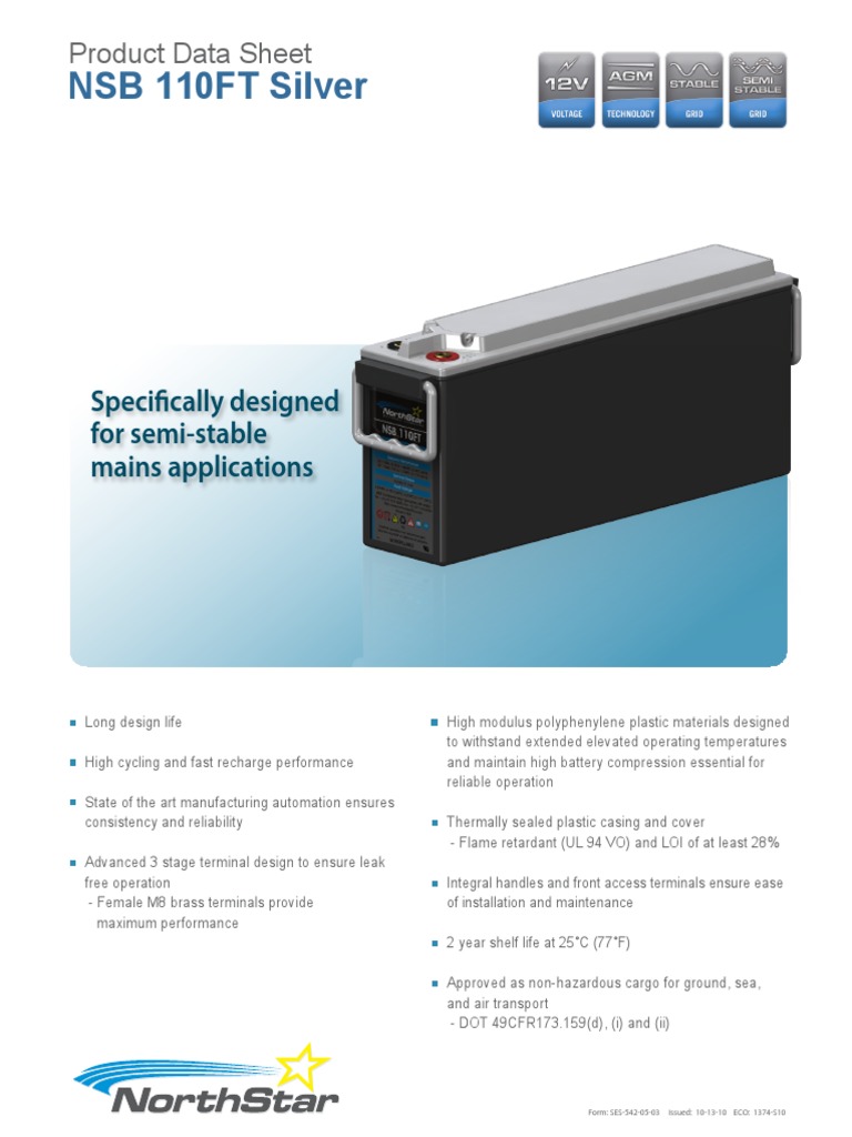 Industrial Battery Spec Sheet | PDF | Computers | Technology & Engineering