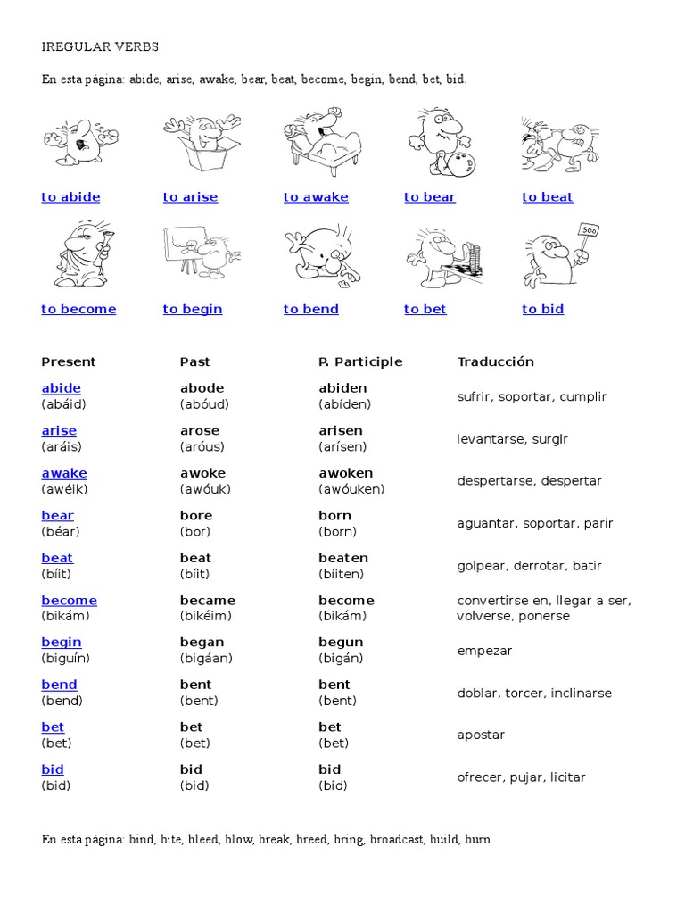 Irregular Verbs Cartoons | PDF