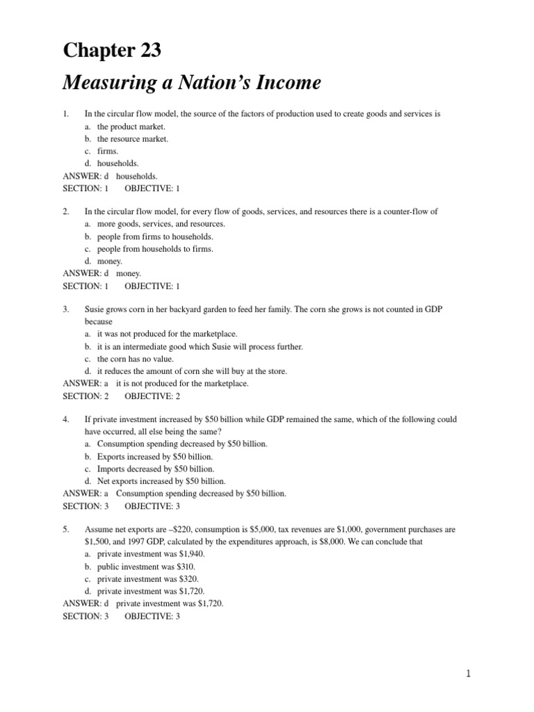 CHAPTER 23 Measuring Economic Activities | PDF | Gross Domestic Product ...