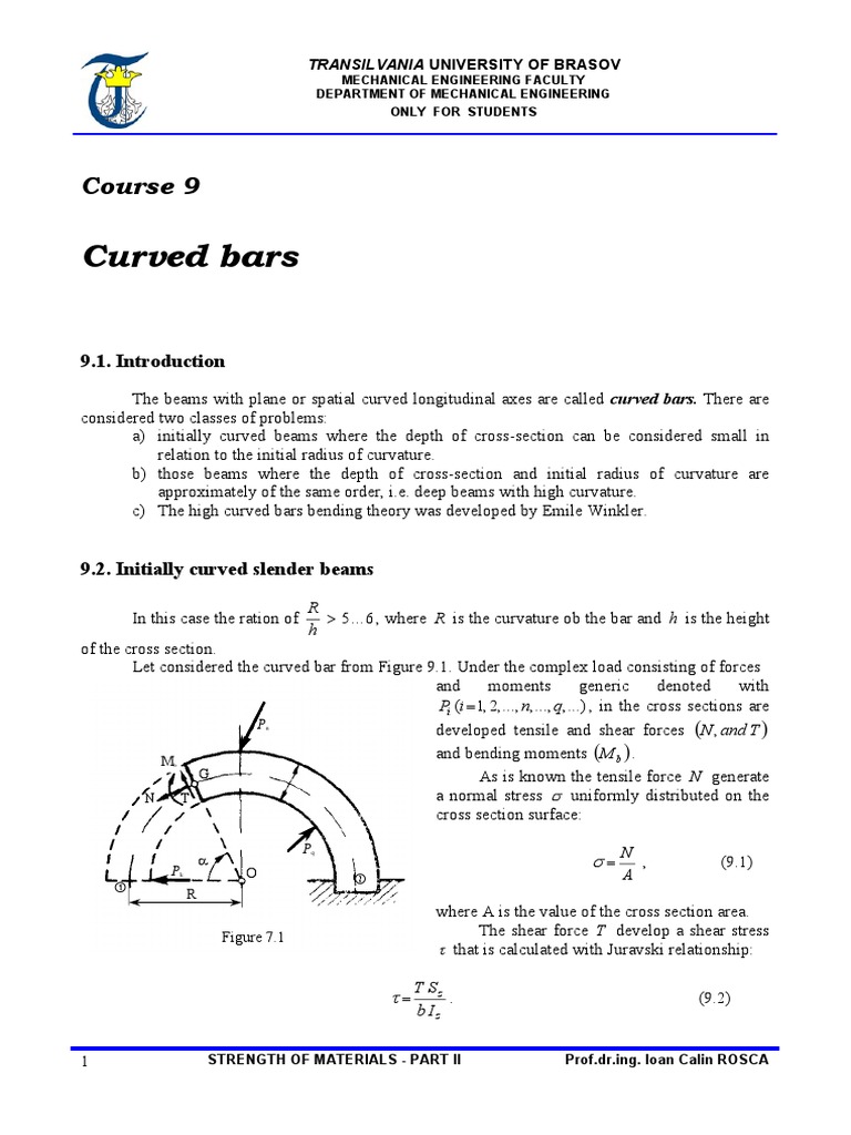 Course 09 Curved Bars | Bending | Stress (Mechanics)