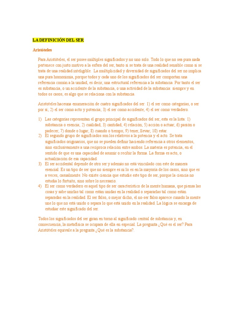 Significados del Ser en Aristóteles | PDF | Filosofía