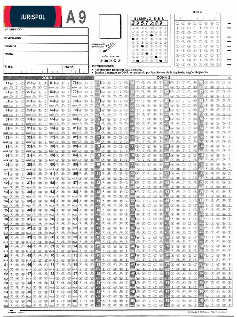 Plantilla Hoja de Respuestas A9 | PDF