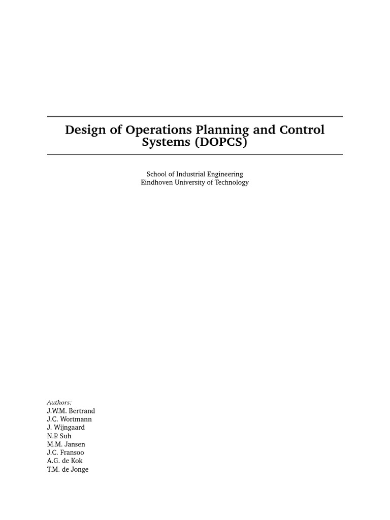 Design of Operations Planning and Control | PDF | Axiom | Design