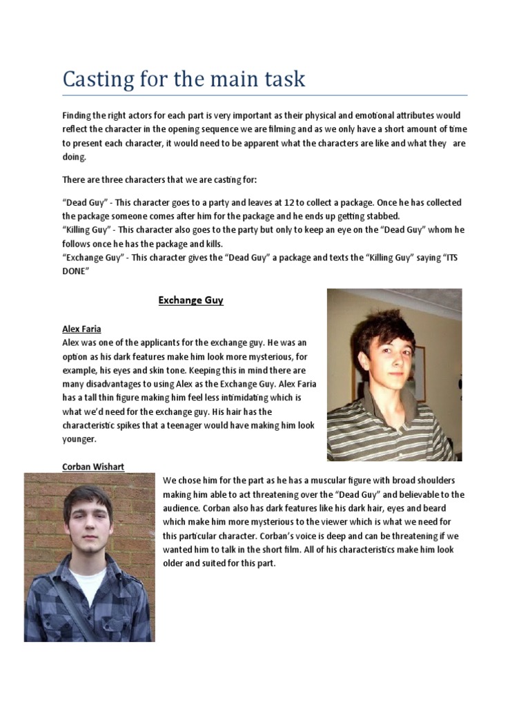 Casting For The Main Task | PDF | Blond