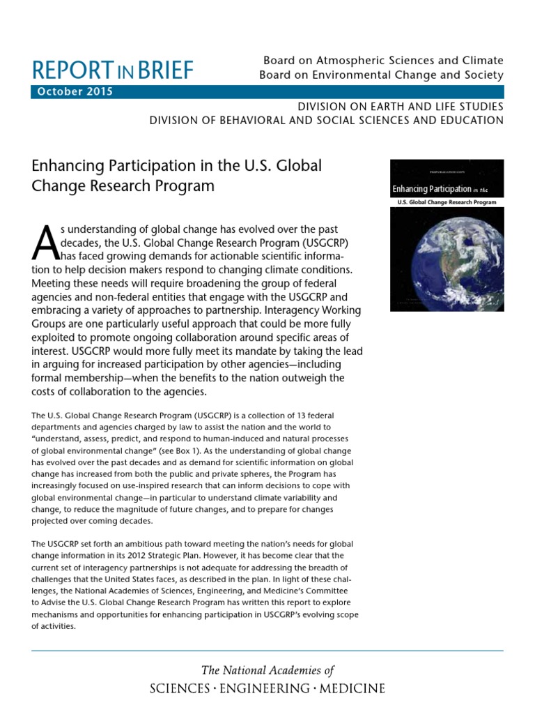 Enhancing Participation in The U.S. Global Change Research Program ...
