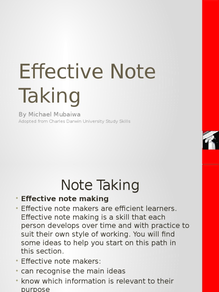 Effective Note Taking: by Michael Mubaiwa | PDF | Mobile Device ...
