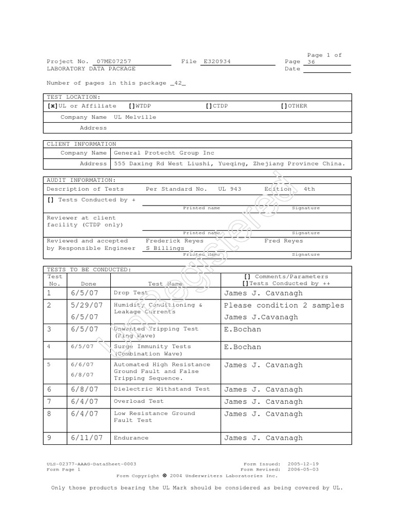 GFCI E320934 TestRecord Ul943 | PDF | Fuse (Electrical) | Insulator ...
