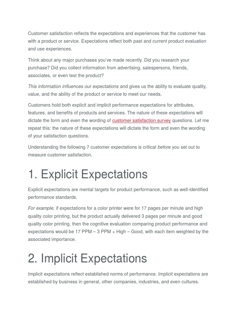 Understanding Customer Purchase Expectations | PDF | Customer ...