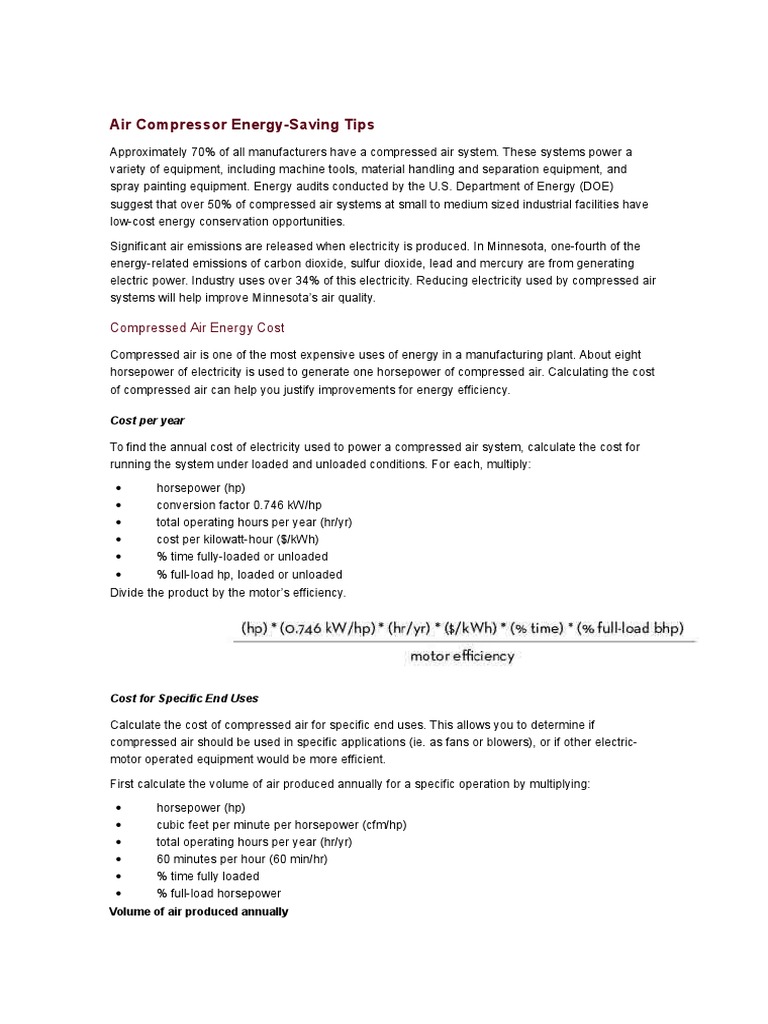 Optimizing Compressed Air Systems for Energy Efficiency and Cost ...