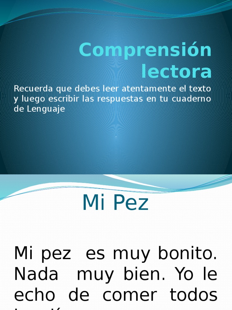 Comprensión Lectora MI PEZ | PDF