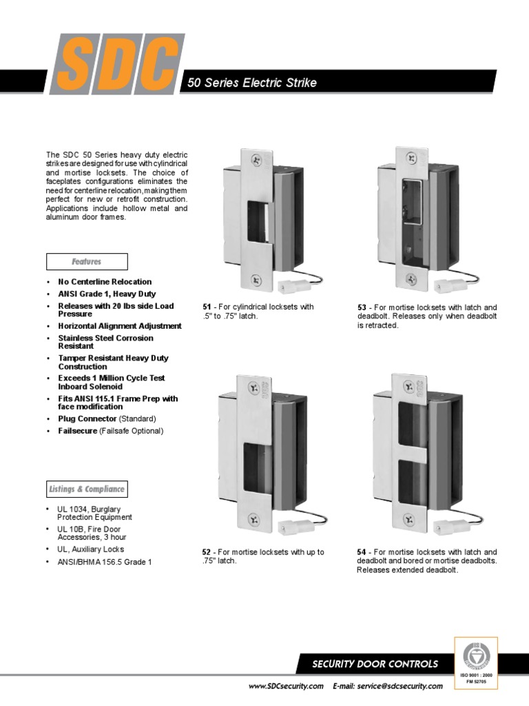 50 Series Electric Strike: Features | PDF | Building Engineering ...