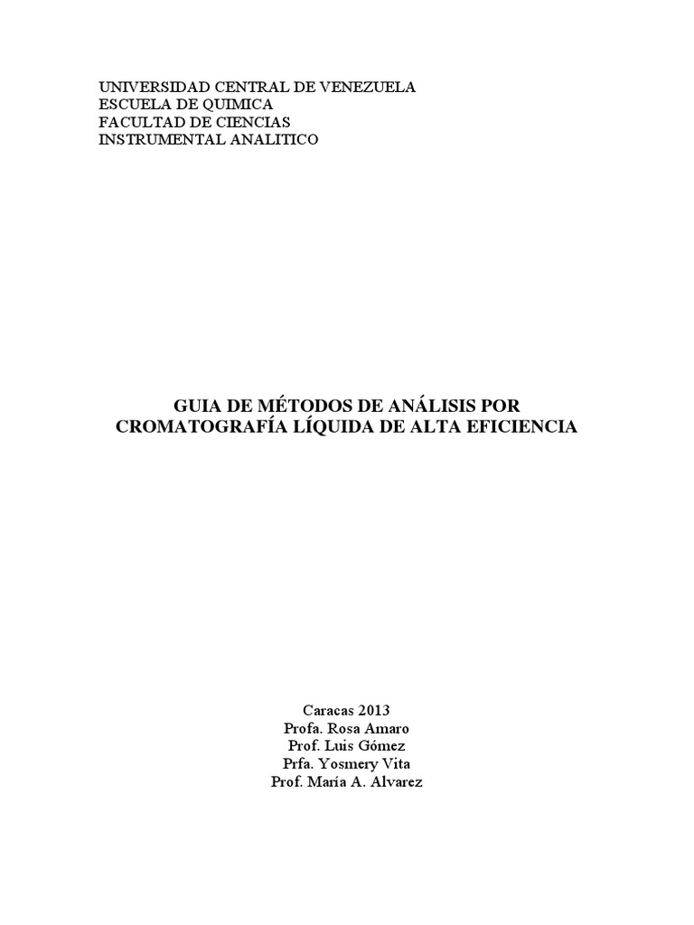 Guia de Metodos de Analisis Por HPLC 2013-2 | PDF