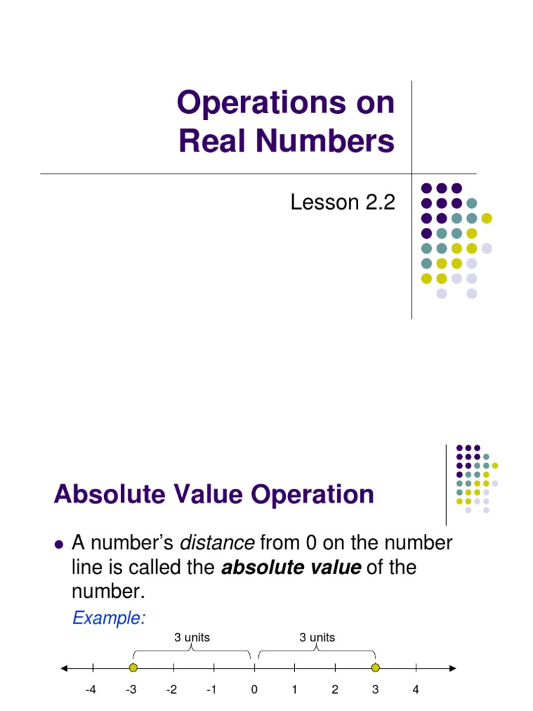 Operations On Real Numbers: Lesson 2.2 | Download Free PDF ...