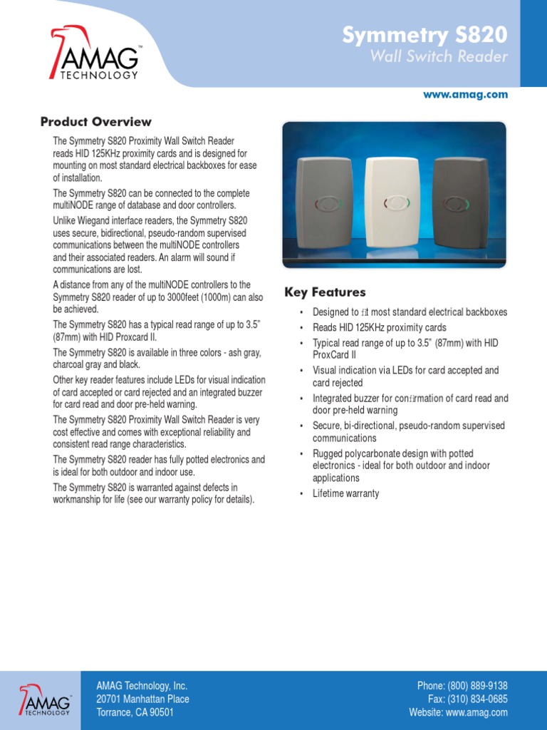 Symmetry S820: Wall Switch Reader | PDF | Electronics | Computing