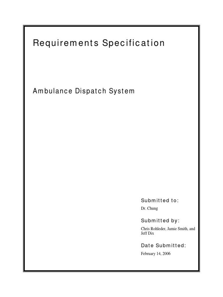 Requirements Specification: Ambulance Dispatch System | PDF | Databases ...