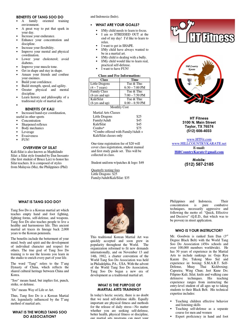 Tri Fold Brochure Hill Country Karate | PDF | Korean Martial Arts ...