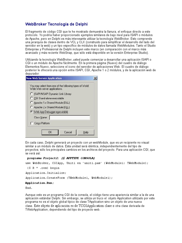 WebBroker Tecnología de Delphi | PDF | Servidor HTTP Apache | HTML