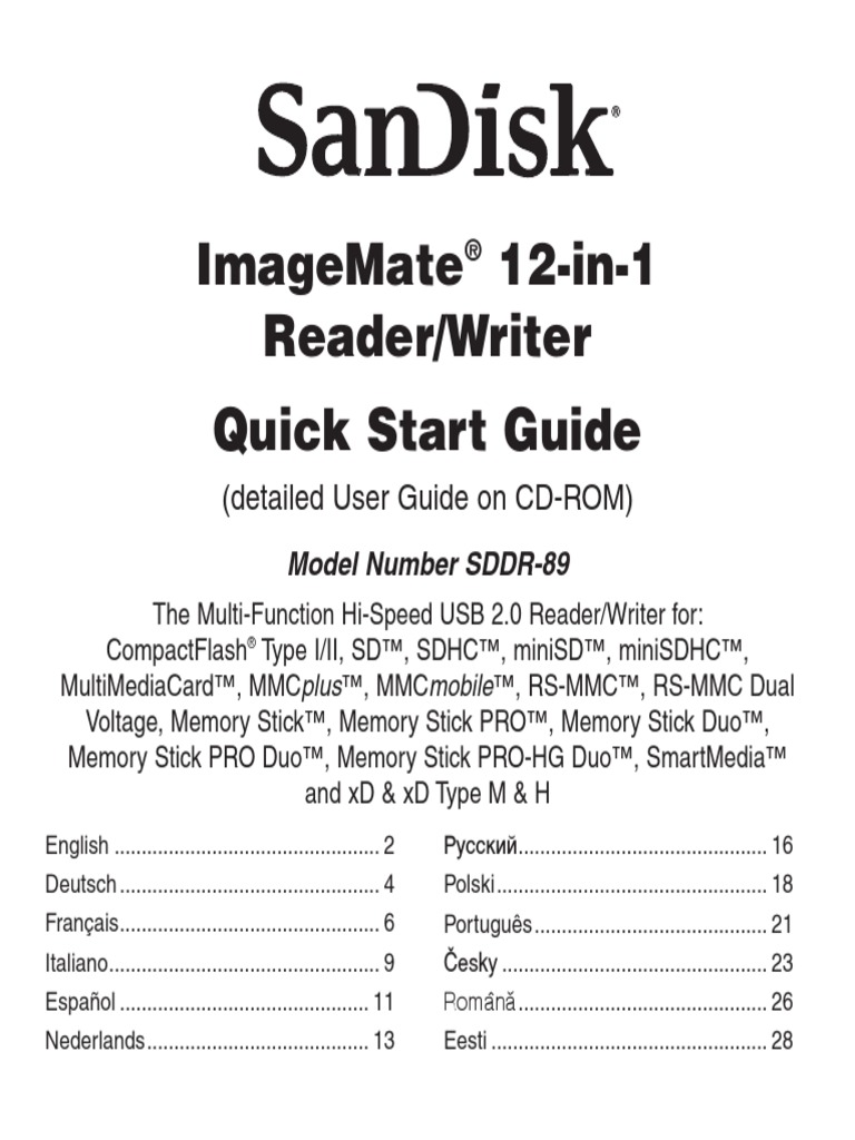 Sandisk ImageMate 12-In-1 Reader/Writer | PDF | Usb Flash Drive ...