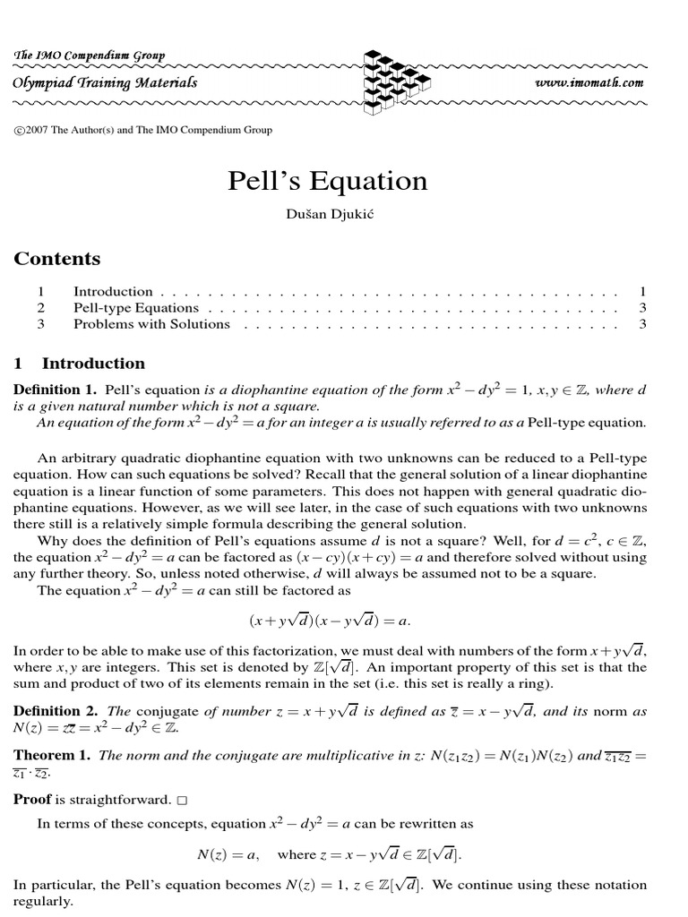 Understanding Pell S Equation Solutions Pdf