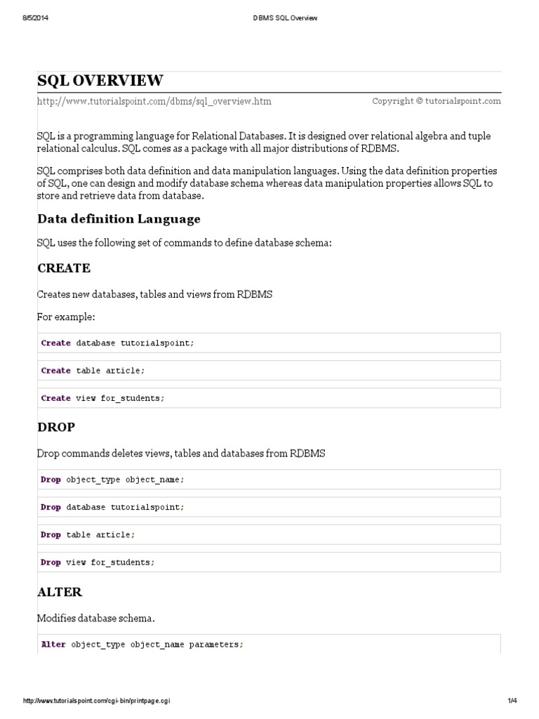Dbms SQL Overview | Download Free PDF | Sql | Relational Model