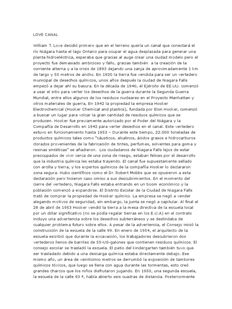 Crisis ambiental en Love Canal | PDF | Residuos | Vertedero