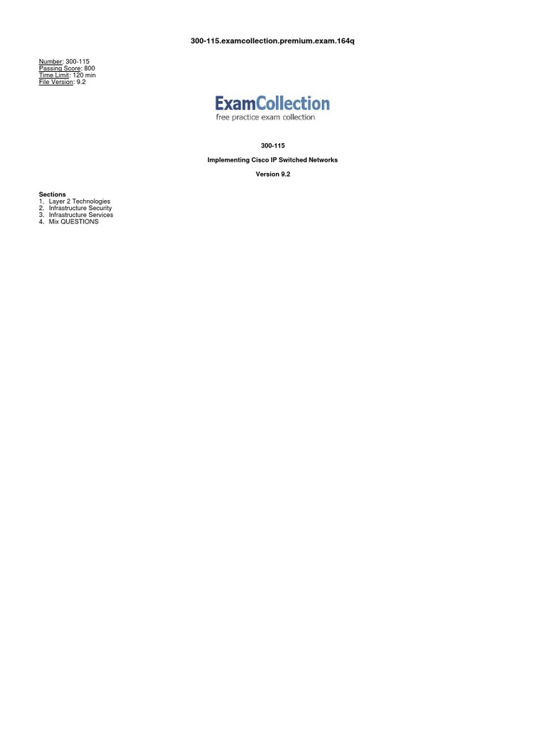 300 115.examcollection - Premium.exam.164q | PDF | Network Switch ...