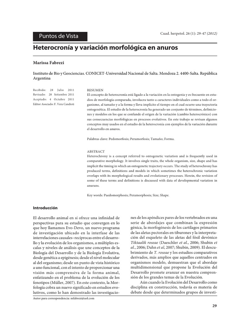 Heterocronía en Anuros | PDF | Evolución | Larva