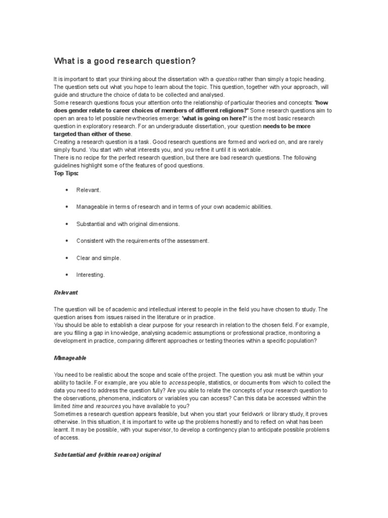 How to write a good research question | PDF | Theory | Attention