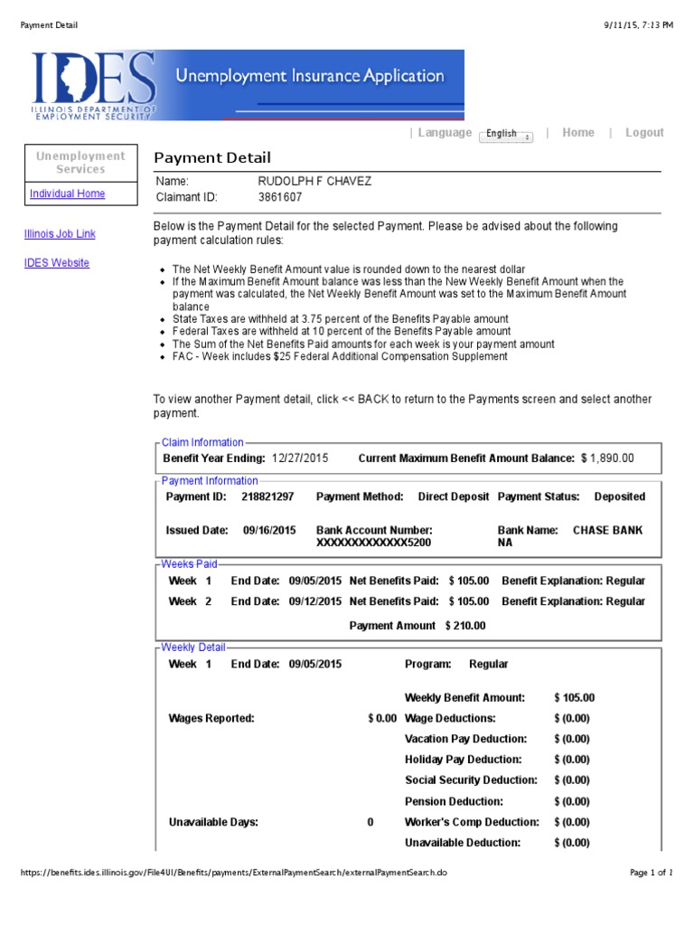 Payment Detail: Unemployment Services | PDF | Withholding Tax | Social ...